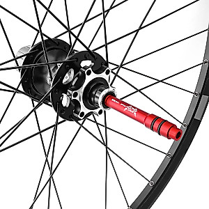 MUQZI Bicycle QR Adapter 12 to 9mm Front Wheel Hub Adapter 100mm Thru Axle Hub Quick Release for Mountain Road Bike, Red