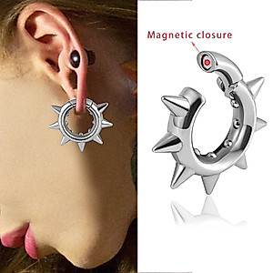 Atomhole 2PCS Spike-Shaped Ear Gauges, Hypoallergenic Ear Hangers Weights for Stretched Earlobe, 316 Stainless Steel Ear Expander Body Piercing Tunnel Plug Jewelry