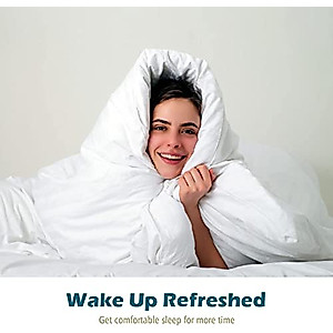 Cobnom Organic Feathers Down Comforter Queen Size, All Season Feathers Down Duvet Insert, Soft 100% Cotton Covered Bed Comforter Insert with Ties, Ivory White, 90x90