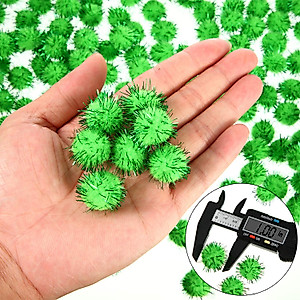 Shappy 500 Pieces Christmas Glitter Pompoms 1 Inch Fuzzy Pom Poms Arts Crafts Making Balls for Hobby Supplies Craft DIY Party Decoration (White)