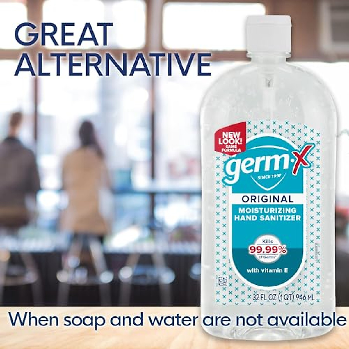 Germ-X Original Hand Sanitizer, Non-Drying Moisturizing Gel with Vitamin E, Instant and No Rinse Formula, Large Family-Size Flip Top Bottle, 32 Fl Oz (Pack of 4)