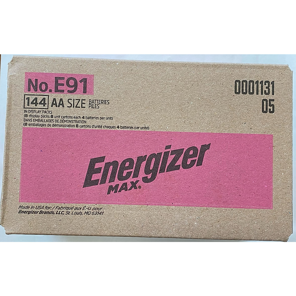 Energizer Max E91 AA Batteries - a case of 144 Counts AA Batteries - Made in The USA