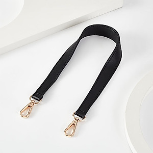 WADORN PU Leather Purse Handle, 15.75 Inch Short PU Leather Bag Strap Thin Shoulder Bag Straps Replacement Handbag Handle Strap Tote Bag Top Strap with Swivel Clasps DIY Purse Making Supplies, Black