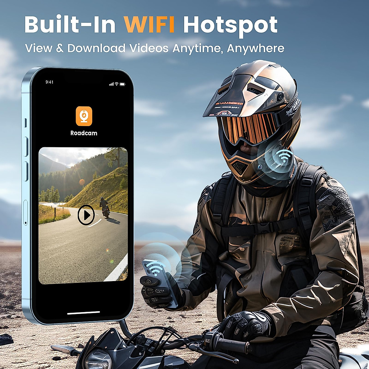 FreedConn R1 PRO Motorcycle Bluetooth Headset with【2K】 Camera [G-Sensor Lock], 2-8 Riders 1500M Helmet Intercom Systems, Motorcycle Helmet Camera - 128GB TF Card, Music Share/Infinite Battery/IP65