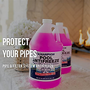 CPDI Champion Swimming Pool Antifreeze for Winterizing, 2 x 1 Gallon Bottle, Supports Above Ground and Inground Pools and Spas, Burst Protection from Rust and Corrosion