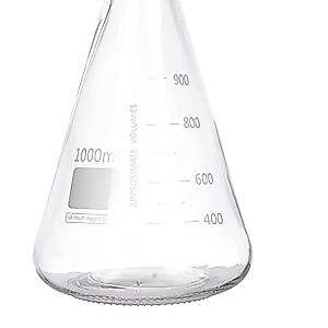 Moonetto 3 Pack 1000ml Narrow Mouth Graduated Lab Erlenmeyer Glass Flask with Orange Screw Cap