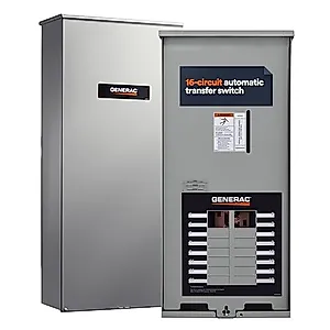 Generac RXG16EZA3 16-Circuit 100 Amp ATS - NEMA 3 CUL: Reliable Transfer Switch with Integrated Load Center for Essential Circuit Backup
