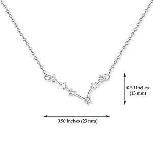 Sterling Silver Zodiac Constellation Necklace Astrology Horoscope Keepsake Card Gift For Women - Pisces (Feb 22 - Mar 21)