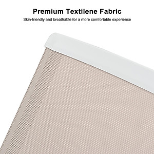 PURPLE LEAF Patio Chaise Lounge Chair Set of 3 Outside Aluminum Plastic Stackable Tanning Chairs for Pool Sunbathing Beach Deck Outdoor Lounger, Khaki