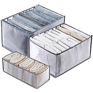 3 Pack Foldable Closet Drawer Organizer 7 Grids 9 Grids Washable Wardrobe Clothes Organizer Drawer Clothes Dividers Jeans T-shirt Legging Shirt Drawer Dividers Organizers