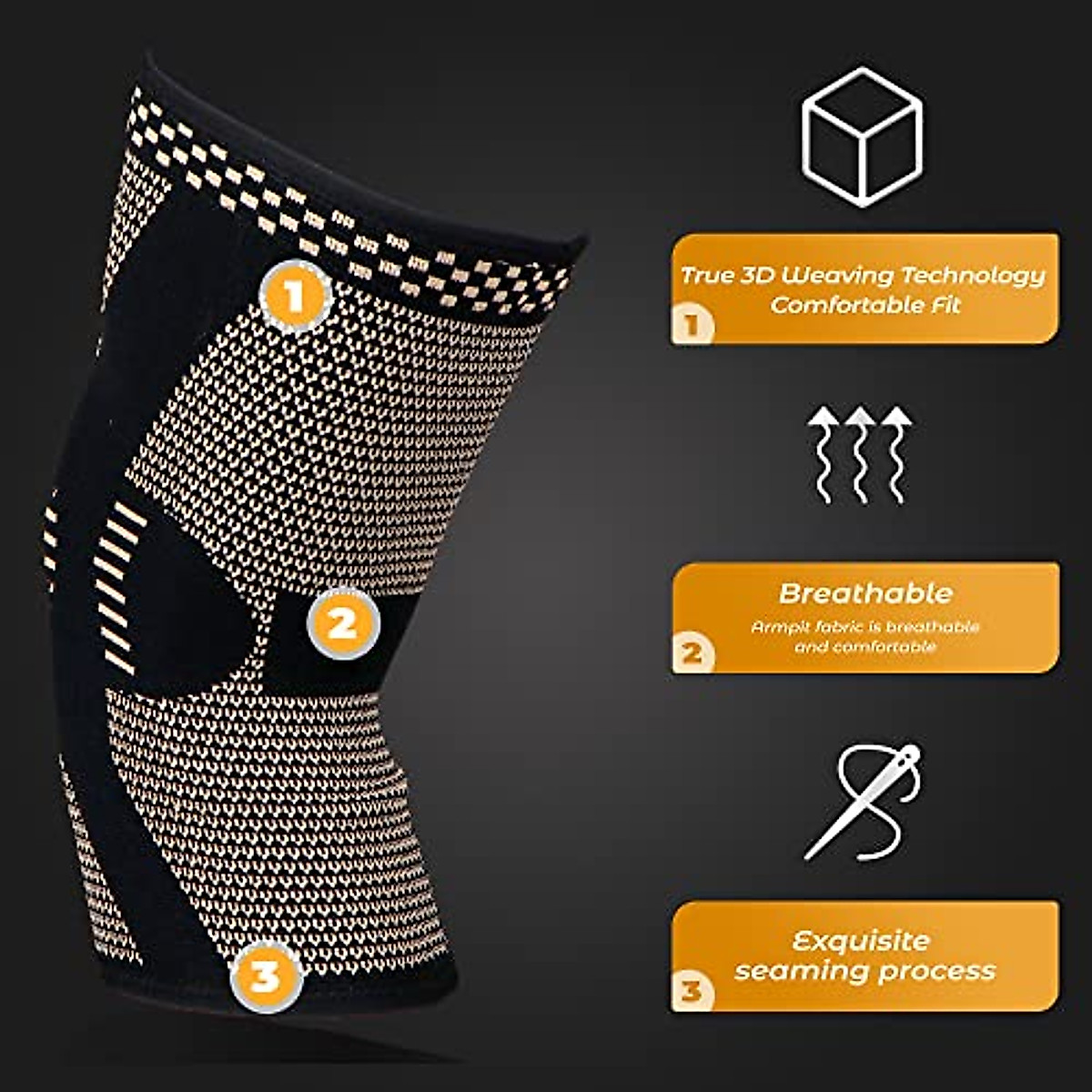 JIUFENTIAN copper Knee Braces for Knee Pain women and men(2Pack)-Knee sleeve copper knee compression sleeve for Arthritis,Joint Recovery,Workout, Running,and Sports(X-Large)