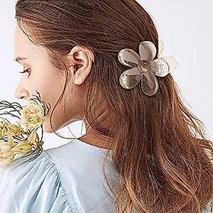 TODEROY 6 PCS Big Hair Claw Clips Matte Flower Hair Clips Non-Slip Cute Hair Catch Barrettes Plastic Jaw Clamps for Thin Thick Hair Hair Acrylic Accessories for Women Girls 6 Colors