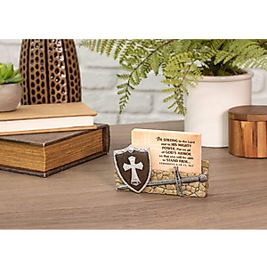 Lighthouse Christian Products Be Strong in The Word Trench Warfare 3.5 x 4.5 Cast Stone Scripture Card Holder