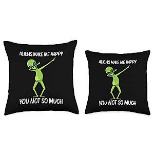 Cool Alien Gift Alien Lover Accessories & Stuff Funny Alien Art for Men Women Extraterrestrial Life Lovers Throw Pillow, 18x18, Multicolor