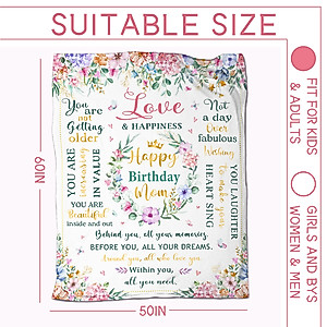 Mcurore Mom Birthday Gifts from Daughter Blanket 60"x50", Birthday Gifts for Mom from Daughter Son, Gifts for Mom Birthday Unique, Birthday Gift for Mom, Mom Gifts for Birthday, Mother Birthday Gifts