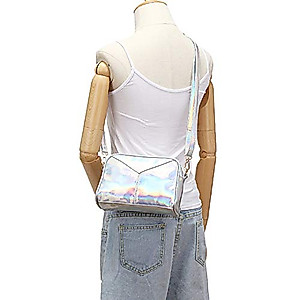 Gabrine Women Girls Casual Holographic Shoulder Bag Crossbody Handbag Clutch Purse for Wedding Banquet Party