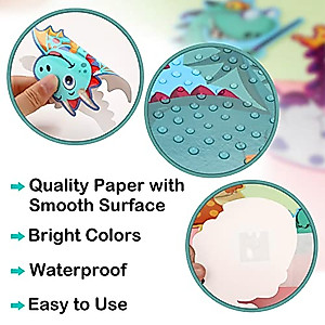 MWOOT 45 Pcs Paper Dinosaur Cutout Decoration Set,Creative Bulletin Board Cut-Out with Glue Point Dots for Classroom Party Supplies Decorations,Cute Animals Cardstock for Gift Child(15 Styles,15x15cm)