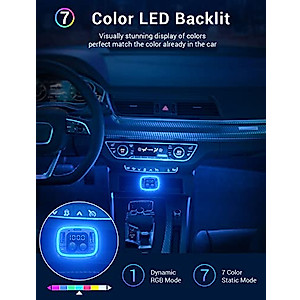 AINOPE Fm Transmitter Bluetooth Car Adapter, 36W/6A PD&QC3.0 Bluetooth Radio Transmitter Car Adapter, 7-Colors LED Backlit V5.0 Bluetooth Adapter Car, Wireless Call - Blue