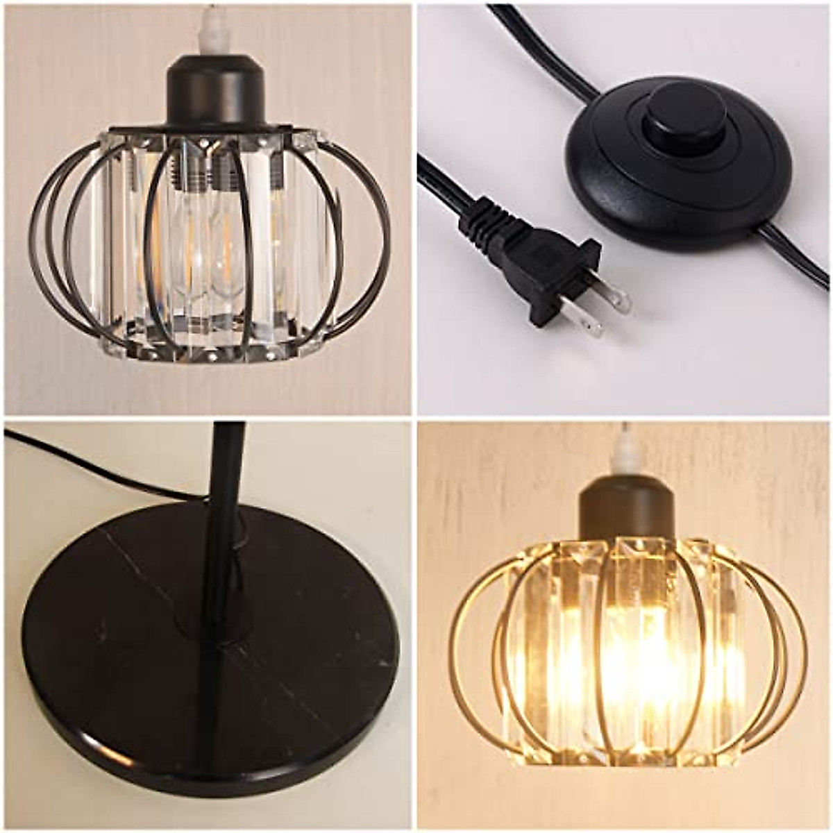 Beaysyty Industrial Style Crystal Tree Floor Lamp for Office Cafe Den Living Room Bedroom, On/Off Foot Switch,Black Floor Light,3 Lights