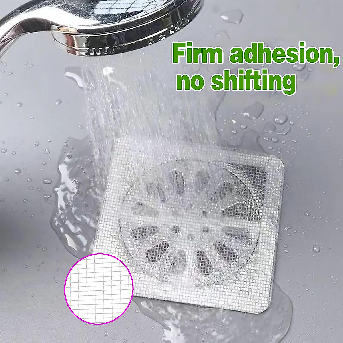50Pcs 4" X 4" Disposable Hair Drain Catcher, Hair Drain Stickers, Hair Drain Sticker, Shower Drain Screen Hair Catcher, Disposable Floor Drain Sticker Suitable for Bathroom, Bathtub, Kitchen
