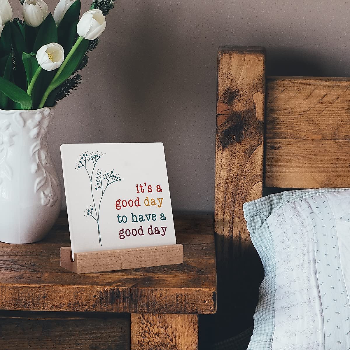 Positive Decor Motivational Gifts for Women, It's a Good Day Sign Inspirational Desk Art Decor, Emotion cheerful Support Mindset Good Vibes Decoration for Home Office