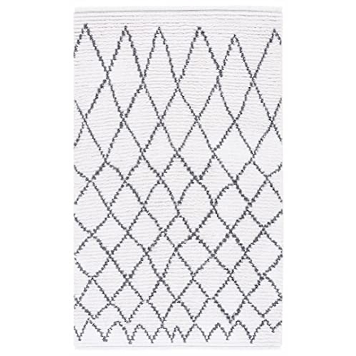 Safavieh Augustine Collection Area Rug - 8' x 10', Ivory & Grey, Moroccan Boho Trellis Fringe Design, Non-Shedding & Easy Care, Ideal for High Traffic Areas in Living Room, Bedroom (AGT850F)