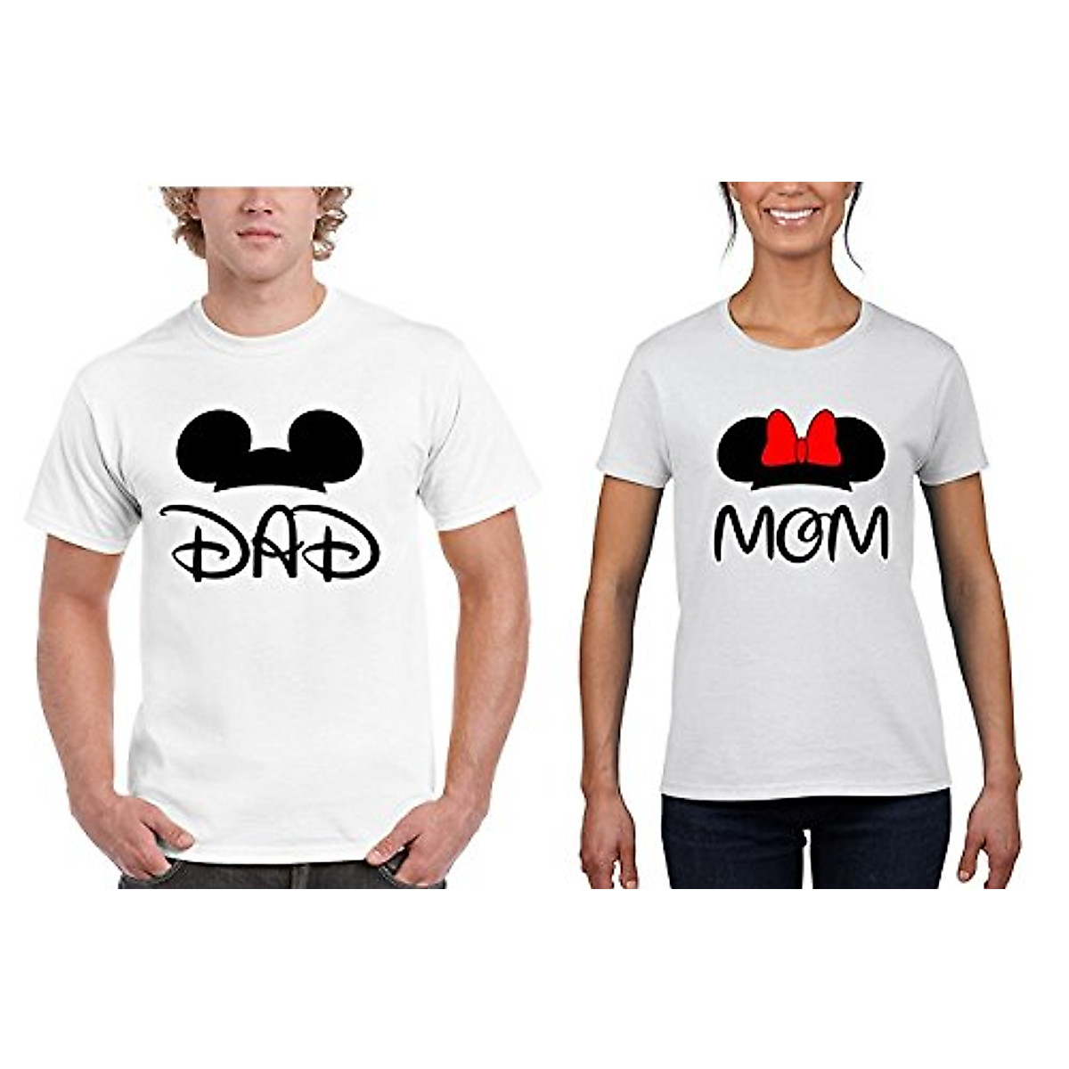 GOOD SHOPPERS ACTIVEWEAR - Matching Shirts for Couples, Women and Men's T-Shirts with Cartoon Mouse Graphic Design, Pair of Cotton Shirt (White-White,Men-S/Women-S)