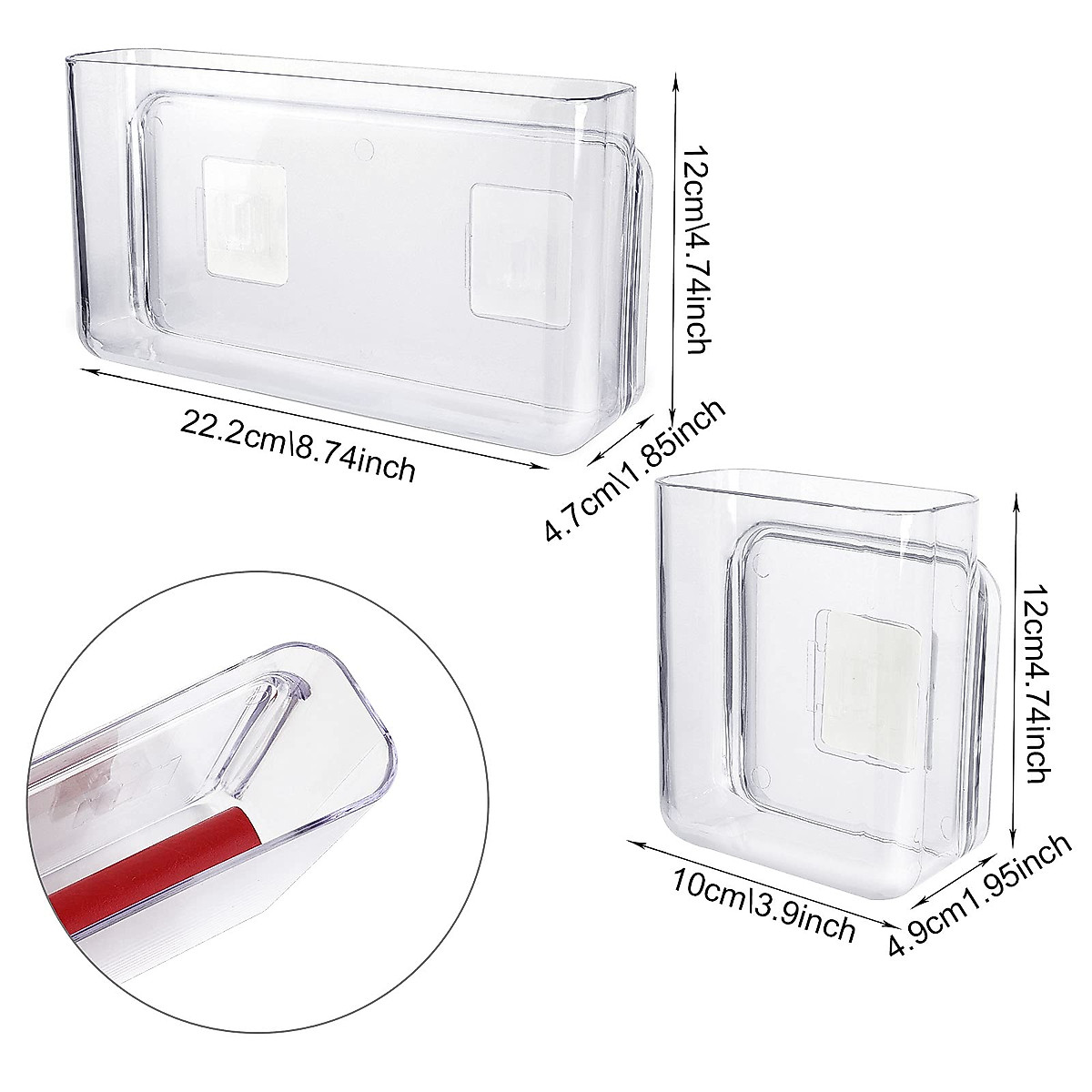 5 Pack Plastic Wall Folders, Clear Single Pocket Hanging Wall File Organizer, Durable Wall Mount File Holder for Office Home Bathroom, 8.7” x 1.8” x 4.7”
