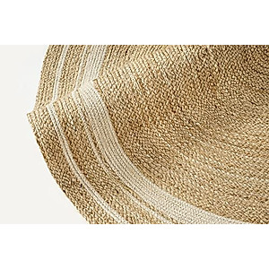 GRUHUM Jute Cotton Area Rug 4ft - Natural Fiber Round Handmade Boho Farmhouse Jute Area Rug Soft Braided Rustic Vintage Reversible Rug for Indoor Kitchen Bedroom Living Room Hallways Enterway
