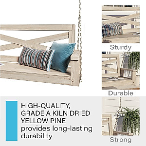 Porchgate Amish Heavy Duty 700 Lb Boardwalk Porch Swing W/Chains (5 Foot, Unfinished)