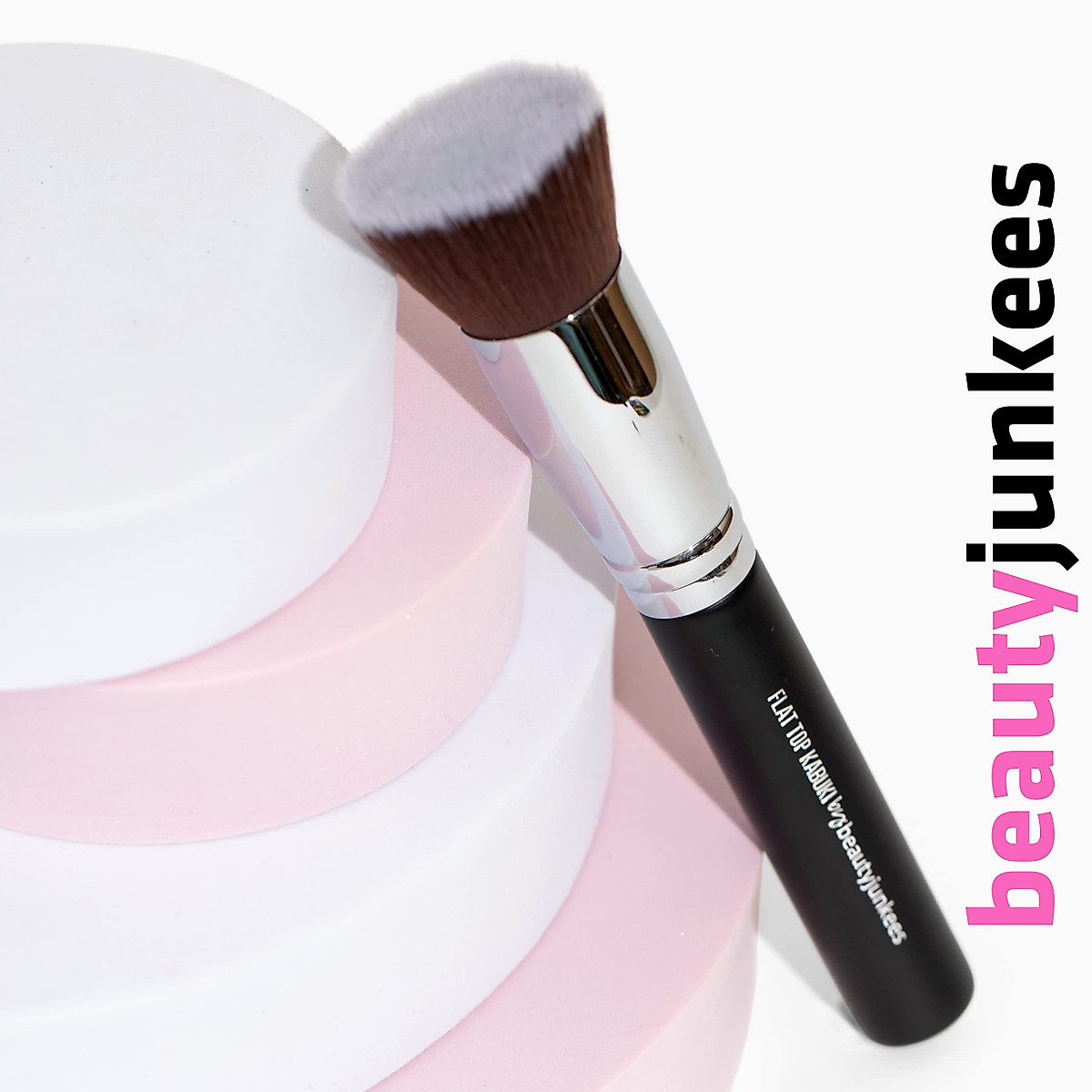 Flat Top Kabuki Foundation Brush - Beauty Junkees Large Dense Synthetic Face Makeup Brushes for Liquid, Cream, Powder Make Up, Buffing, Blending, Stippling Applicator, Brocha Para Base de Maquillaje
