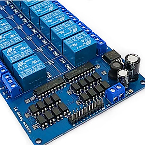 DEVMO 12V 16-Channel Relay Interface Board Module Optocoupler LED LM2576 Power Compatible with Ar-duino DIY Kit PiC ARM AVR