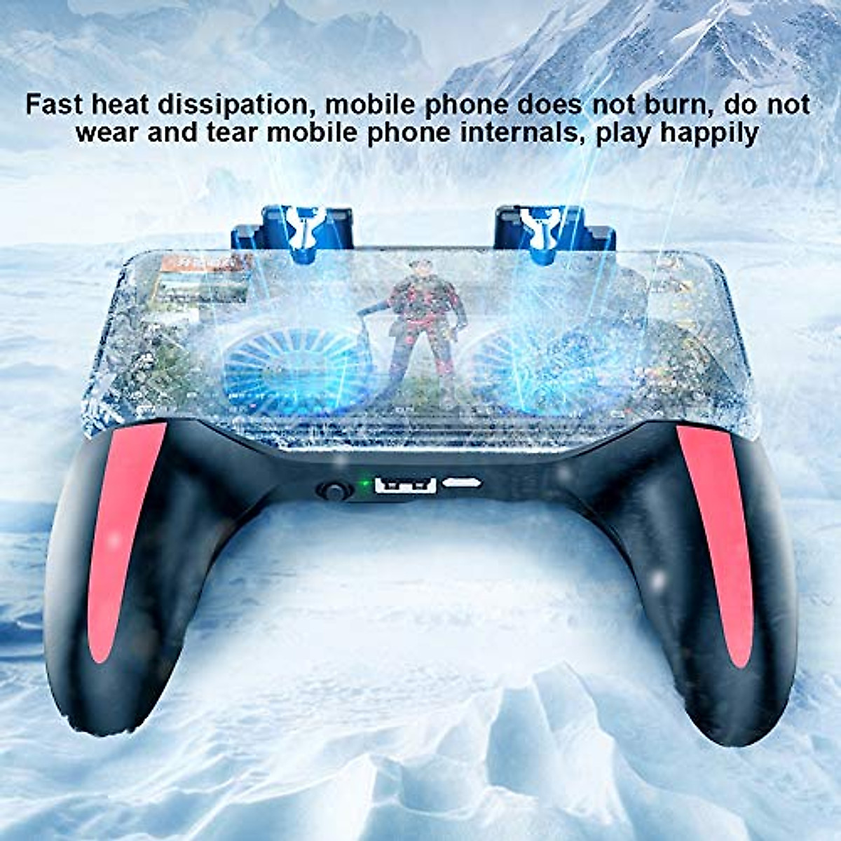 Mobile Phone Gamepad, Place in Table Dual Cooling Fans, Comfortable Touch for Smartphone Playing Games(5000mah)