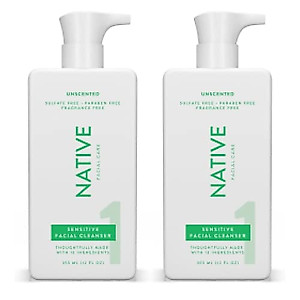 Native Sensitive Face Wash, Facial Cleanser with Aloe and Vitamin B3, Daily Face Cleanser for Sensitive Skin, 2-Pack, 12Fl Oz