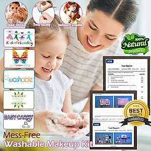 Kids Washable Makeup kit for Girl - Kids Makeup Kit Toys for Girls Little Girls Makeup Kit, Toddler & Non-Toxic Make Up Set, Real Makeup Child Princess,Age 3-12 Year Old Birthday Gift