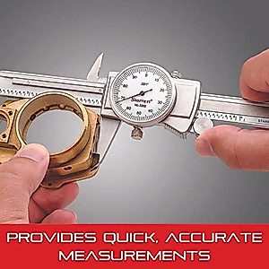 Starrett Dial Caliper with Adjustable Bezel and Fitted Case - White Face, 0-6" Range, -0.001" Accuracy, 001" Graduations - 3202-6