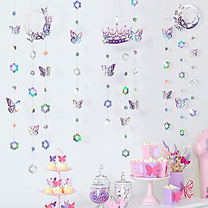 Iridescent Lavender Party Decorations for Girls Gold Purple White Birthday Garland Banner Crown Backdrop Streamer Decor for Coming of Age Quinceanera Princess Theme Wedding Bridal Baby Shower Party Supplies