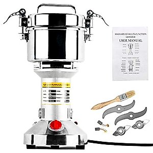 Homend High Speed 700g Electric Grain Mill Grinder Powder Machine Spice Herb Grinder 2500W 70-300 Mesh 36000RPM Stainless Steel Commercial Grade for Kitchen Herb Spice Pepper Coffee (700g)