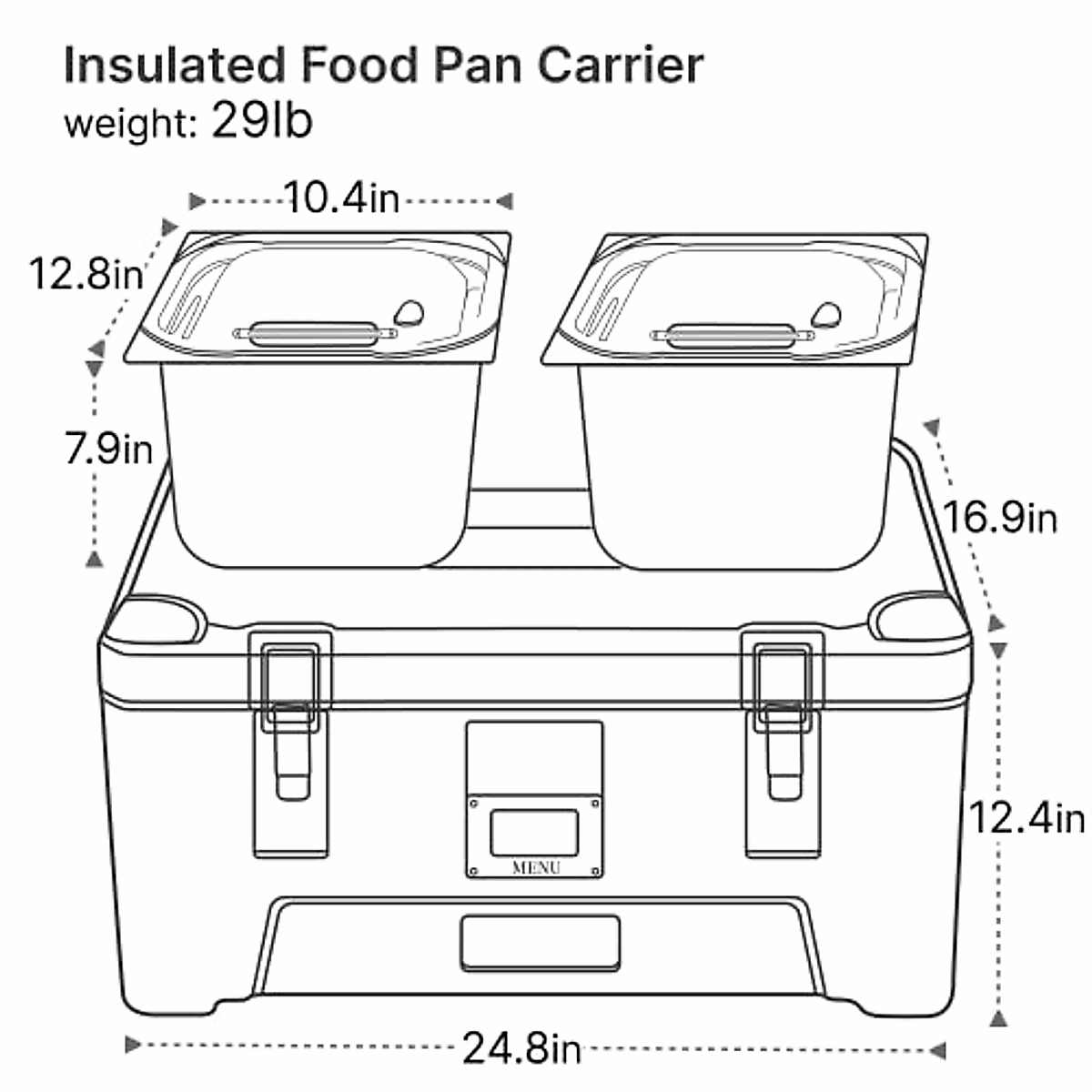 FORCOOK Hot Boxes for Catering Insulated Food Pan Carrier Food Warmer Box Keep Food Hot Or Cold with Two Second-Size 18/8 Stainless Steel Leak-Proof Hotel Pans Red