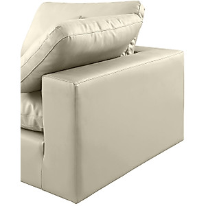 Meridian Furniture 188Cream-Sec6C Comfy Collection Modern | Contemporary Upholstered Modular Sectional, Soft Cream Vegan Leather, Fiber-Filled, 119" W x 79" D x 34.5" H, Cream