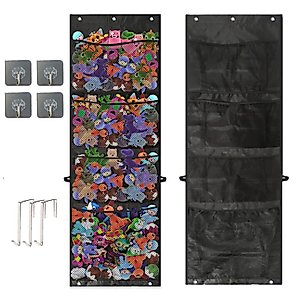 Hanging Storage for Stuffed Animals Over Door Organizer for Stuffies Shower Caddy Baby Diapers Plush Toy Storage Bag with 4 Large Pockets Hanging Behind Door Organizer for Bedroom Kids Room Nursery