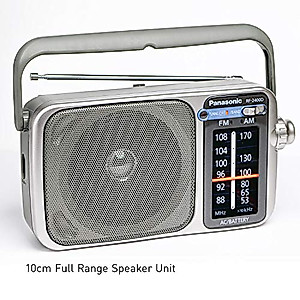 Panasonic Portable AM / FM Radio, Battery Operated Analog Radio, AC Powered, Silver (RF-2400D)