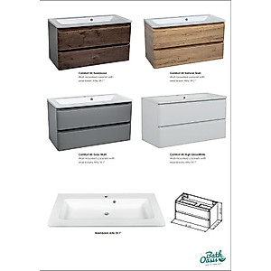 Modern Free Standing Bathroom Vanity with Washbasin | Comfort Gray Matte Collection | Non-Toxic Fire-Resistant MDF-40-No Mirror