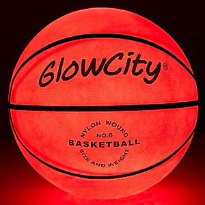 GlowCity LED Light-Up Basketball – Size 6, 28.5-inch, Official Size Women’s Basketball, Good for Pre-Teens Too – Impact Activated Glow-in-The-Dark, Nylon Wound Durability, Batteries Included