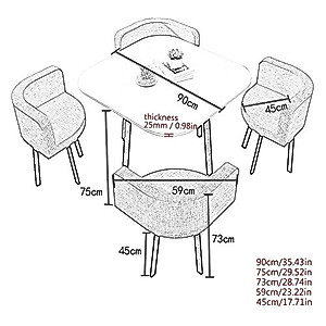 IWQHQXR Office Conference Table, Living Room Table and Chair Set Nordic Simple Wooden Round Dining Table Home Living Room Study Bedroom Display 1 Table 4 Chairs (Color : Brown) (Color : Red+Black)