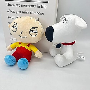Family-Guy Series Plushies, Hot Drama Cartoon Role Stewie Gri.ffin & Puppy Brian Plush Doll, Soft Anime Character Throw Pillow Toy, Home Decor Collectibles Stuffed Toys for Animation Lovers