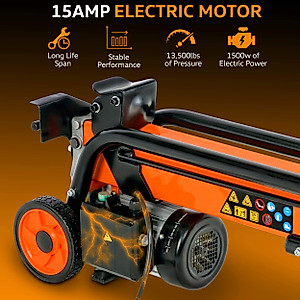 SuperHandy Leaf Mulcher Shredder Electric Green and Waste Management & Log Splitter Electric Portable 6 Ton Ram System 1-3/4eHP 15Amp 1500Watt Motor Horizontal [Bundle Deal]