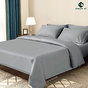 CHUN YI 3pcs King Bedding Duvet Cover Set Cotton Tencel Lyocell Bed Set, Duvet Cover King Cal King, 1 Duvet Cover and 2 Pillowcases, King/California King, Grey