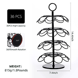 Tecbeauty Coffee Pod Holder, K Cup Holders for Counter, K Cup Carousel, Coffee Pods Storage Organizer Stand (Capacity of 36 Pods) - Rotatable