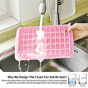 Ice Cube Tray with Lid and Bin for Freezer, Easy Release 55 Nugget Ice Tray with Cover, Storage Container, Scoop. Perfect Small Ice Cube Maker Tray & Mold. Flexable Durable Plastic, BPA Free